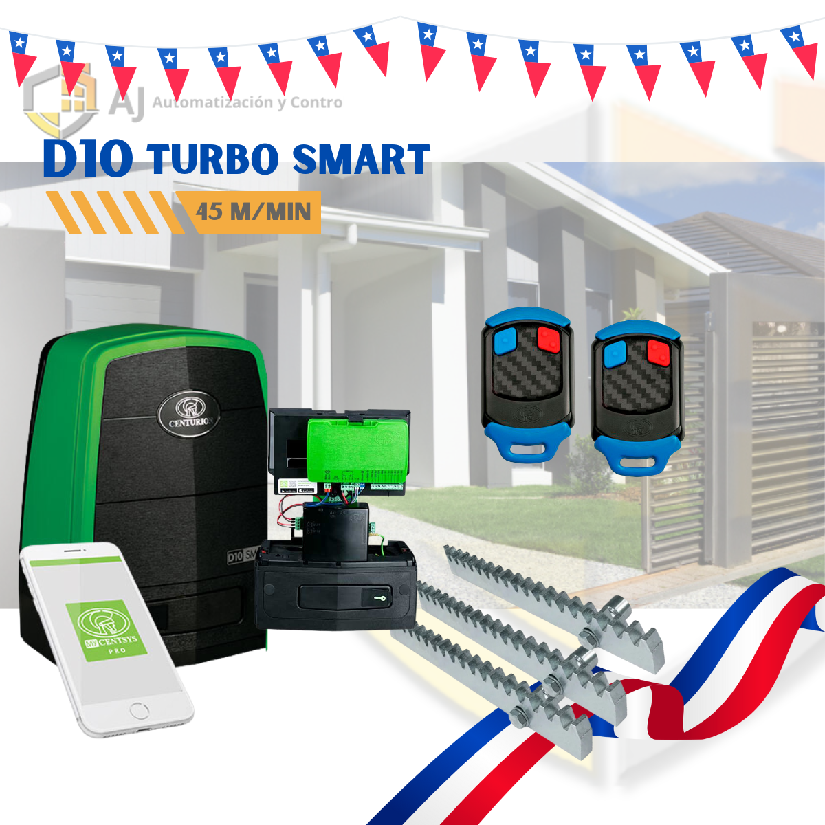 Kit de Motor Corredera D10 Turbo Smart Centurion • AJ Automatización y ...